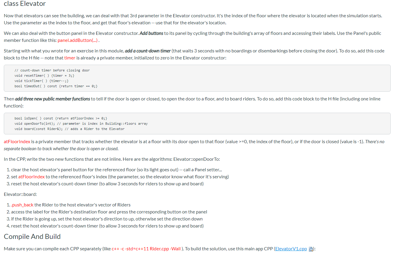 Write the first version of the elevator simulation, | Chegg.com
