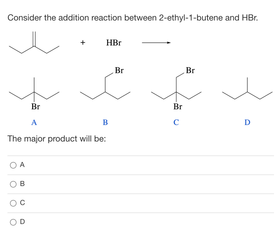 Solved Consider the addition reaction between | Chegg.com