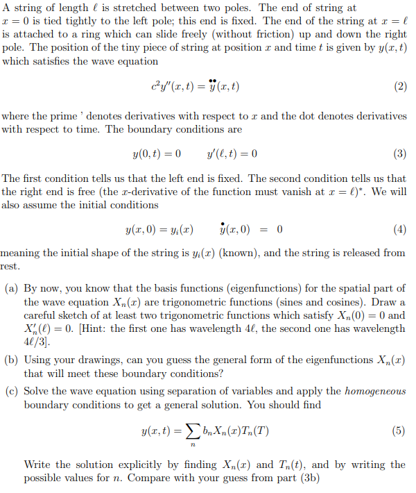 Solved A string of length l is stretched between two poles. | Chegg.com