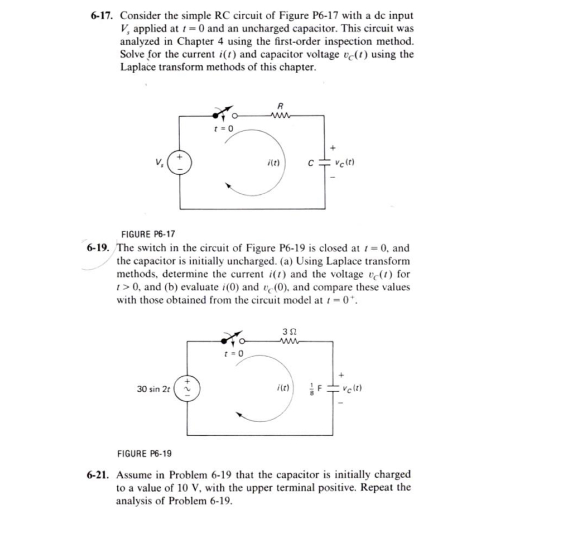 Solved 6-17. Consider the simple RC circuit of Figure P6-17 | Chegg.com