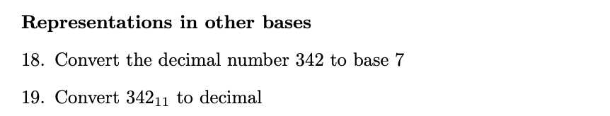 Solved Representations in other bases 18. Convert the | Chegg.com