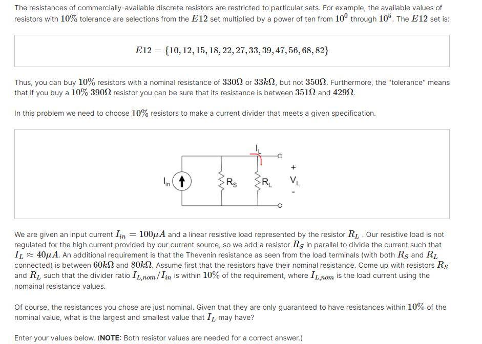 Solved The resistances of commercially-available discrete | Chegg.com