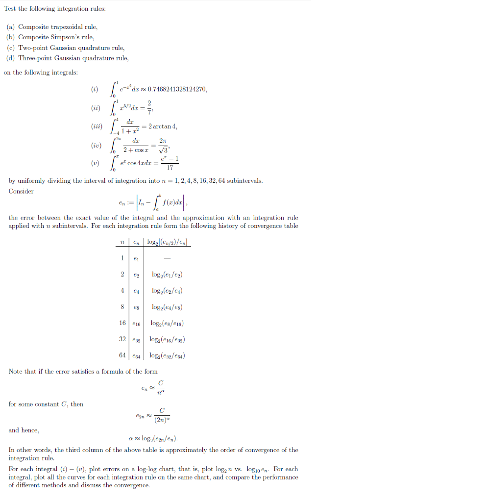 Test The Following Integration Rules A Composite