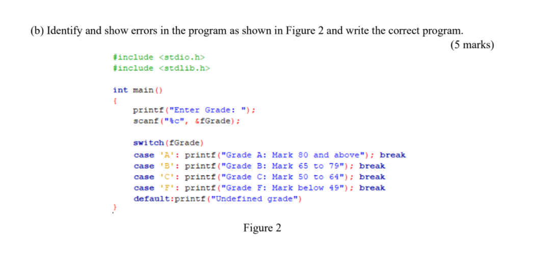 Solved (b) Identify and show errors in the program as shown | Chegg.com
