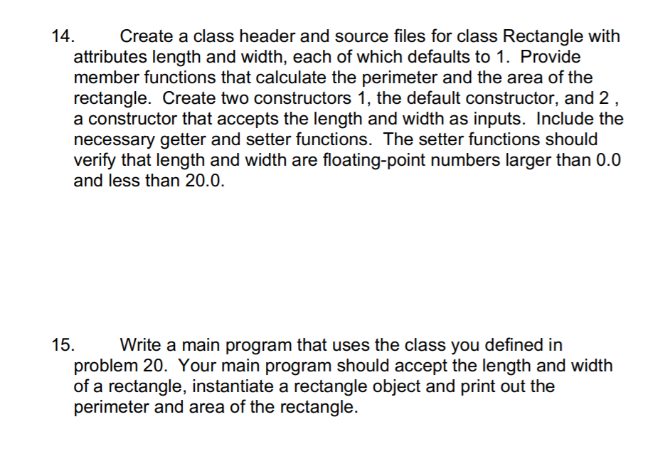 Solved 14. Create a class header and source files for class | Chegg.com
