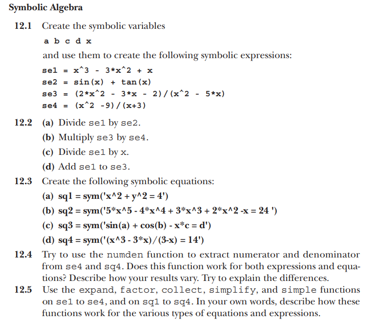 Solved 12.5 Use the expand, factor, collect, simplify, and | Chegg.com