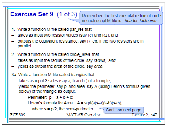 Solved Exercise Set 9 (1 of 3) Remember, the first | Chegg.com