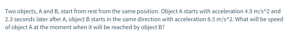 Solved Two objects, A and B, start from rest from the same | Chegg.com