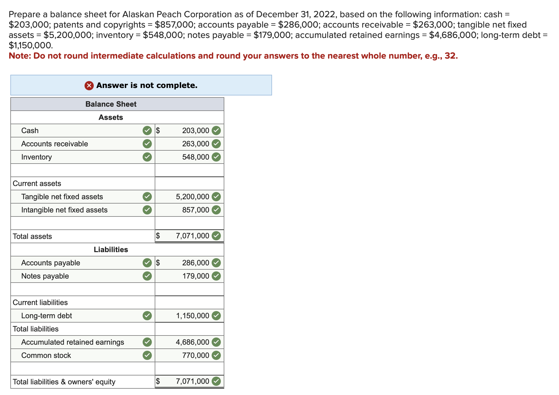 Solved Prepare a balance sheet for Alaskan Peach Corporation | Chegg.com