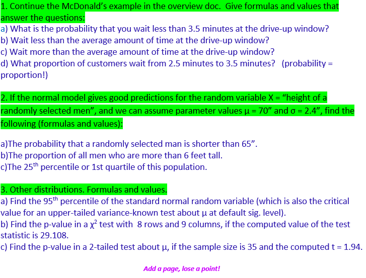 Solved 1. Continue the McDonald's example in the overview | Chegg.com