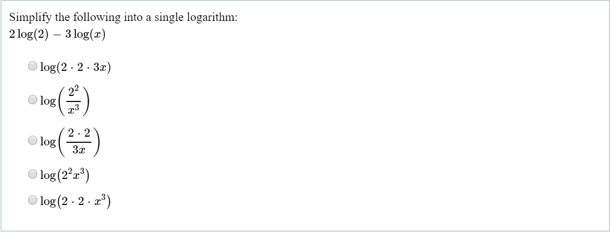 Solved Simplify the following into a single logarithm: 2 | Chegg.com