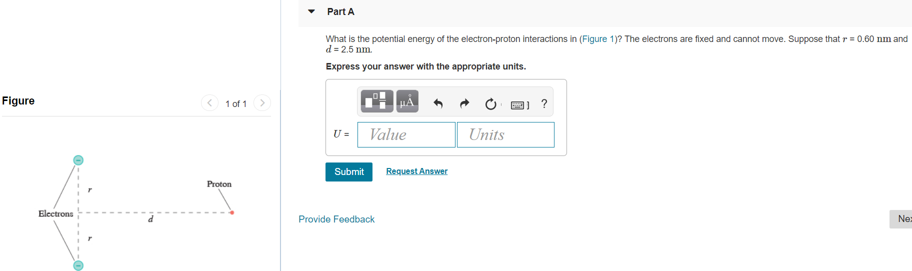 Solved Part A What Is The Potential Energy Of The