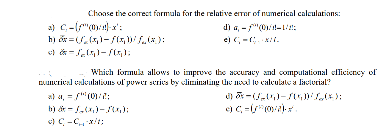 Solved Choose the correct formula for the relative error of | Chegg.com