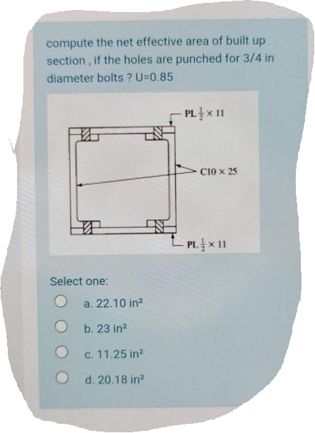 Solved compute the net effective area of built up section, | Chegg.com