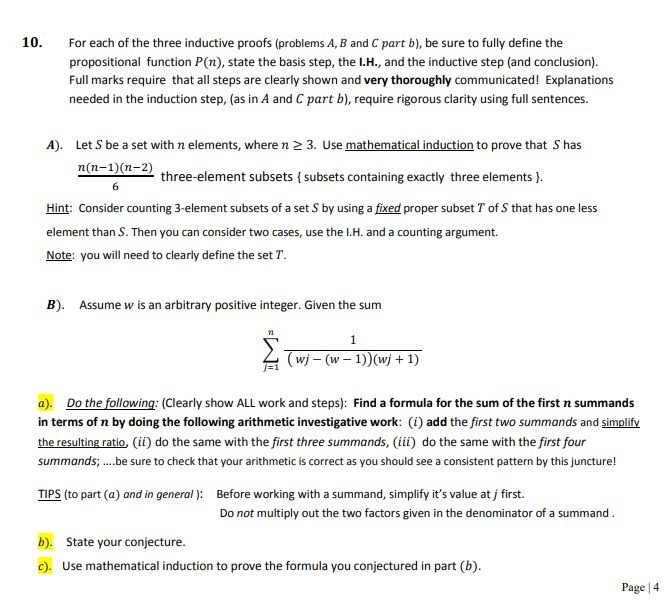 Solved 10. For each of the three inductive proofs (problems | Chegg.com