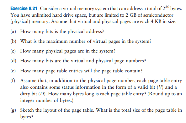 Solved Exercise 821 Consider A Virtual Memory System That 