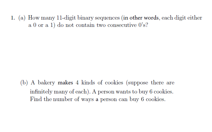 Solved 1 A How Many 11 Digit Binary Sequences In Other