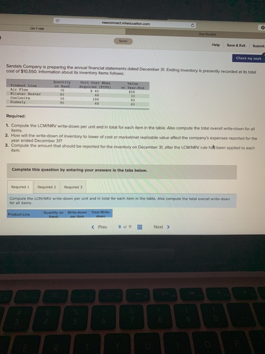 Solved 0 Help Save&Exit Submit Check my work Sandals Company | Chegg.com