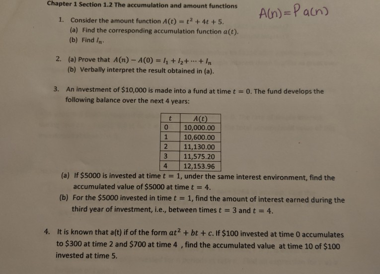 Solved Chapter 1 Section 1.2 The accumulation and amount | Chegg.com