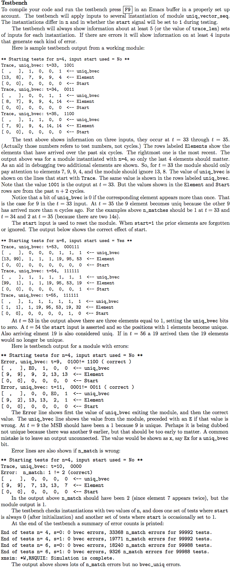 Solved Module uniq_vector_seq has one we-bit data input, | Chegg.com