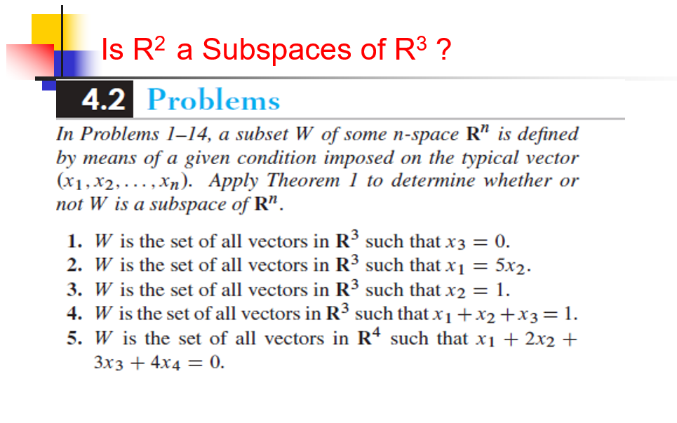 Solved Is R2 A Subspaces Of R3 4 2 Problems In Problems