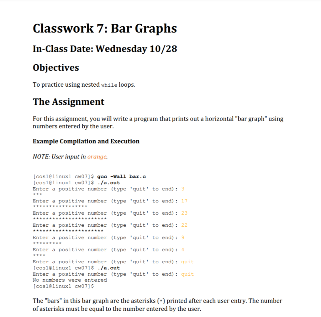 Solved Classwork 7: Bar Graphs In-Class Date: Wednesday | Chegg.com