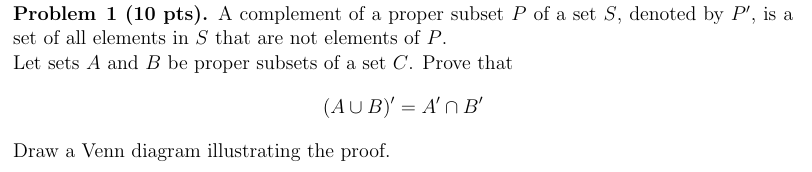 Solved Problem 1 10 Pts A Complement Of A Proper Subset P 