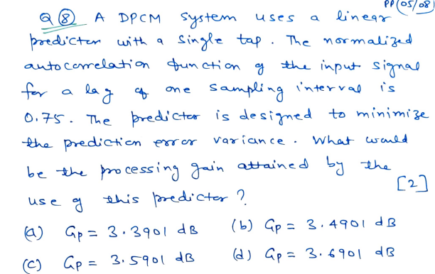 Solved 08 a a one Q8 А A DPCM system uses linear predictor | Chegg.com