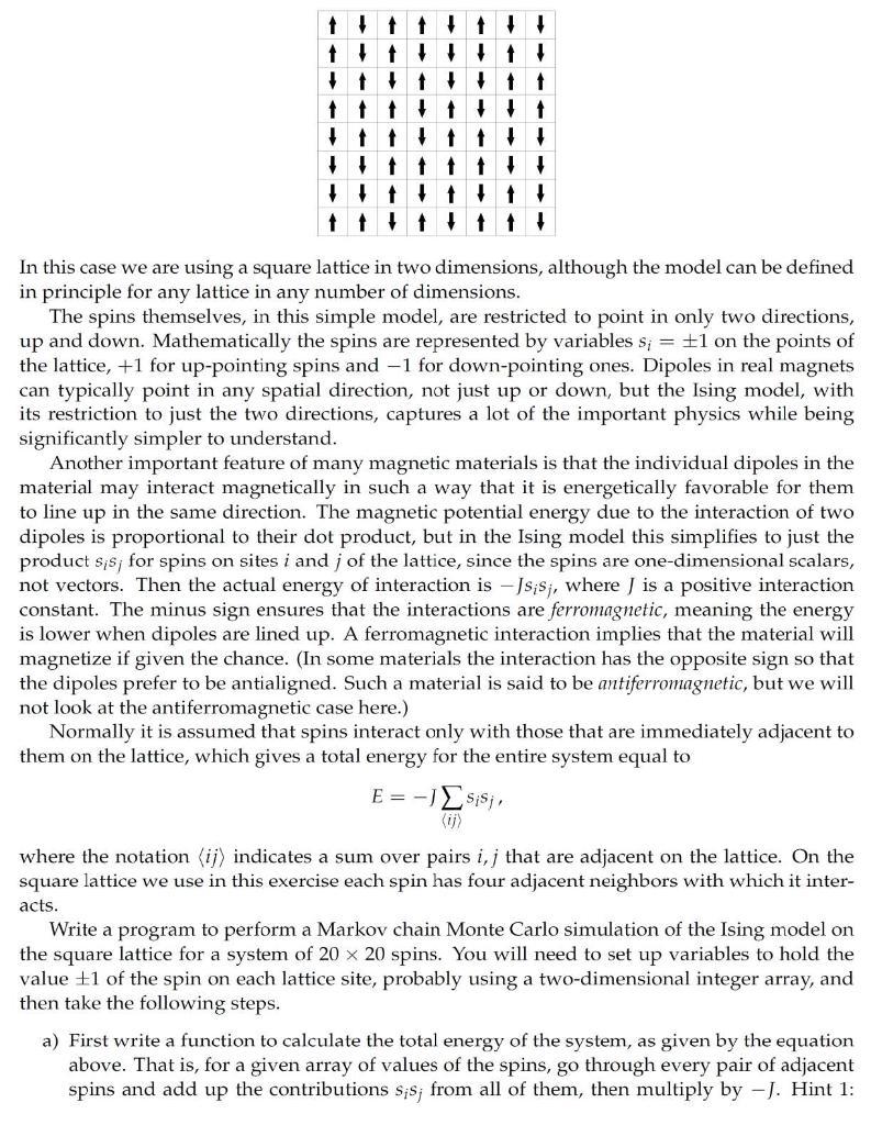 Solved Exercise 10.9: The Ising model The Ising model is a | Chegg.com