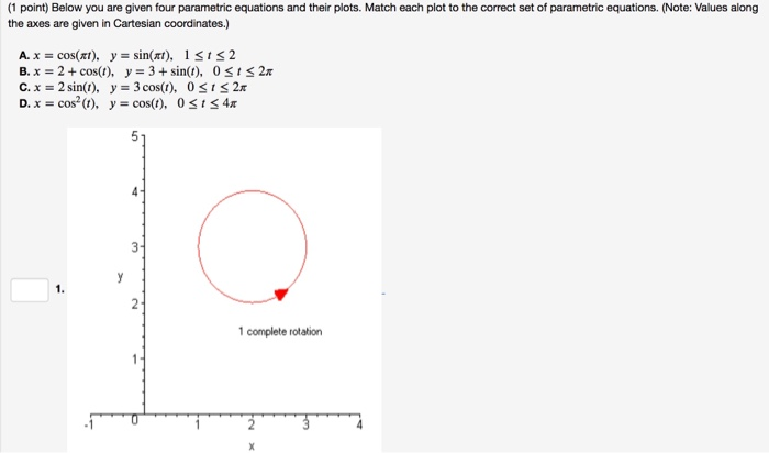 Solved 1 point) Below you are given four parametric | Chegg.com