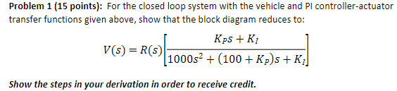 Solved Figure 2. Block Diagram of Cruise Control Closed-Loop | Chegg.com