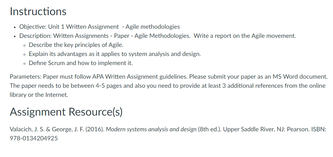 Solved Instructions • Objective: Unit 1 Written Assignment - | Chegg.com
