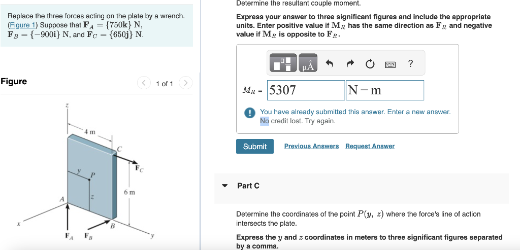 Solved Replace the three forces acting on the plate by a | Chegg.com