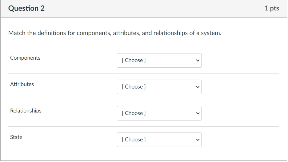 Solved Match the definitions for components, attributes, and | Chegg.com