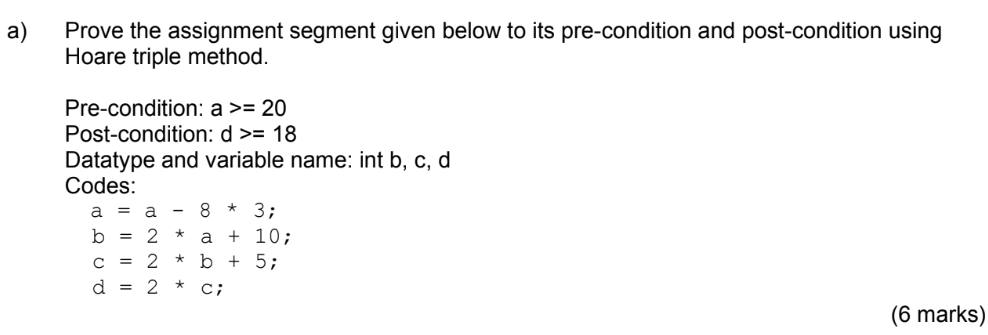 Solved Prove the assignment segment given below to its | Chegg.com