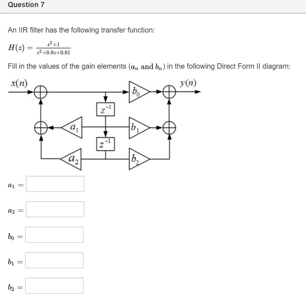 Solved An IIR filter has the difference equation: Select | Chegg.com