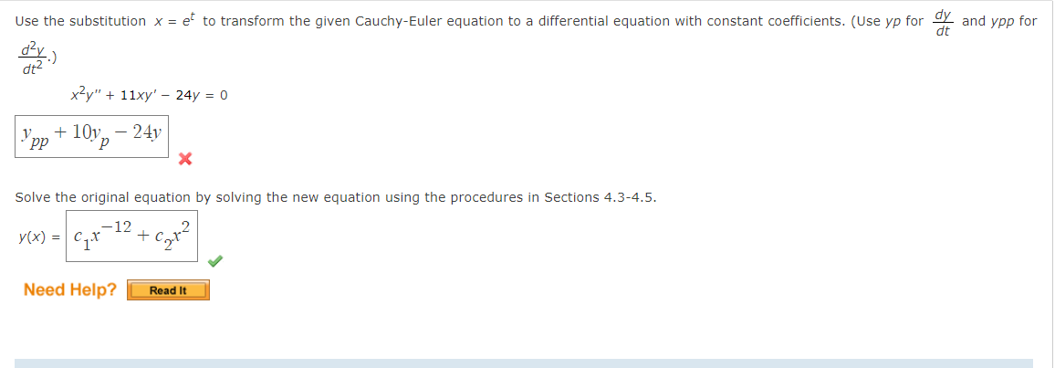 Solved Use the substitution x=et to transform the given | Chegg.com