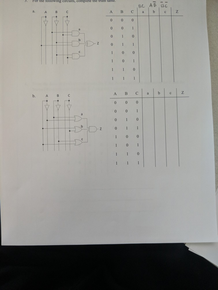 Solved 3. For the following circuits, complete the truth | Chegg.com