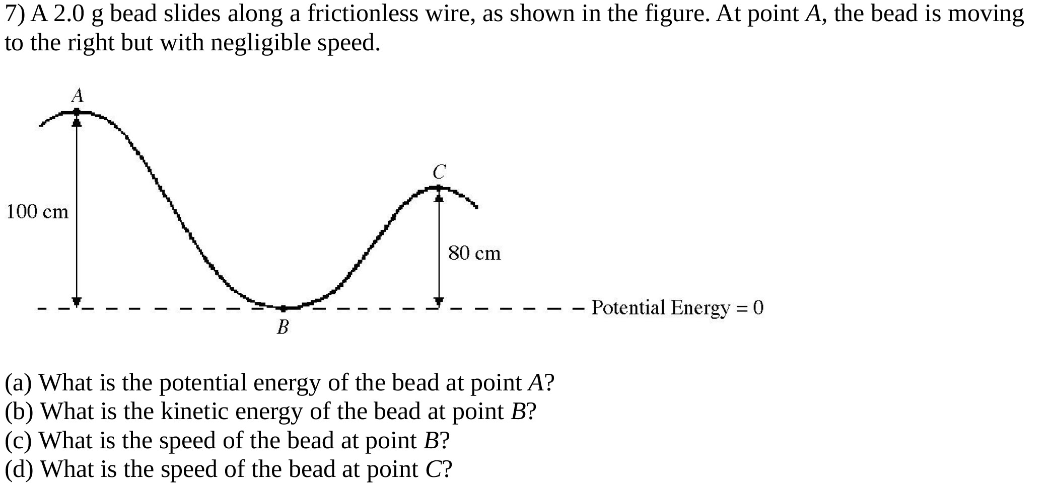 Solved 7) A 2.0 g bead slides along a frictionless wire, as | Chegg.com