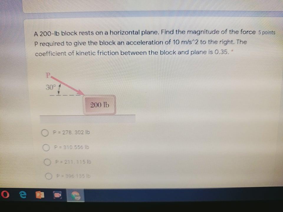 Solved A 200-lb block rests on a horizontal plane. Find the | Chegg.com