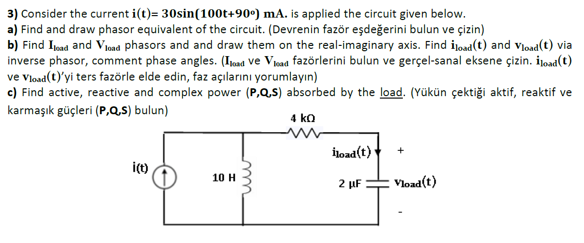 Solved a) Find and draw phasor equivalent of the circuit. | Chegg.com