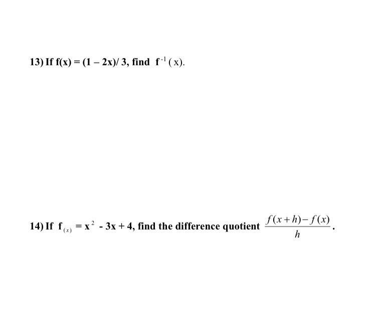 Solved 13) If f(x) = (1 - 2x)/3, find f'(x). 14) If f = x² - | Chegg.com