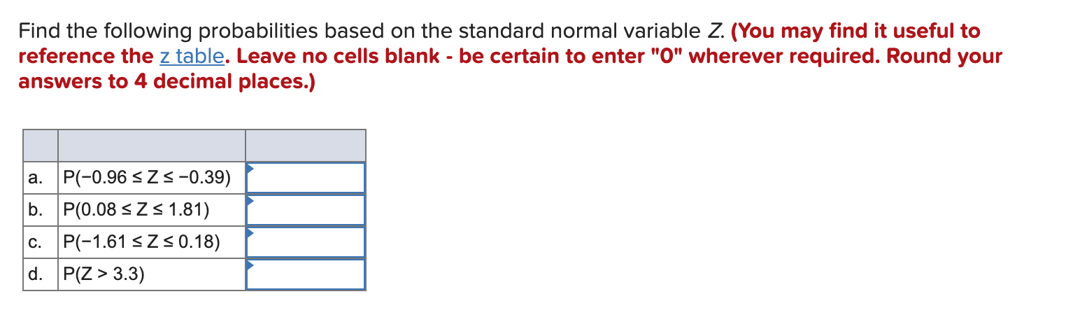 Solved Find the following probabilities based on the | Chegg.com
