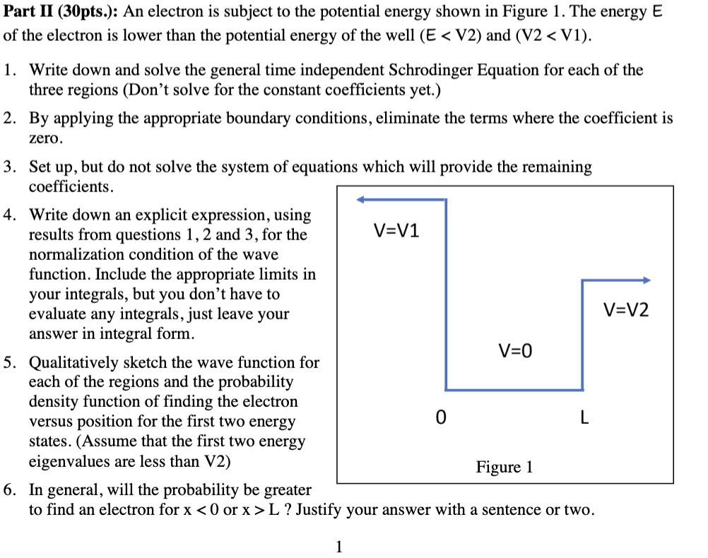 Solved Part II (30pts.): An electron is subject to the | Chegg.com