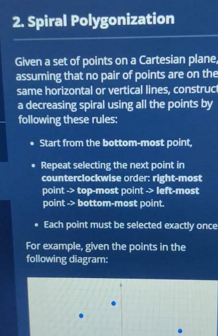 Solved spiral polygonization given a set of points on a | Chegg.com
