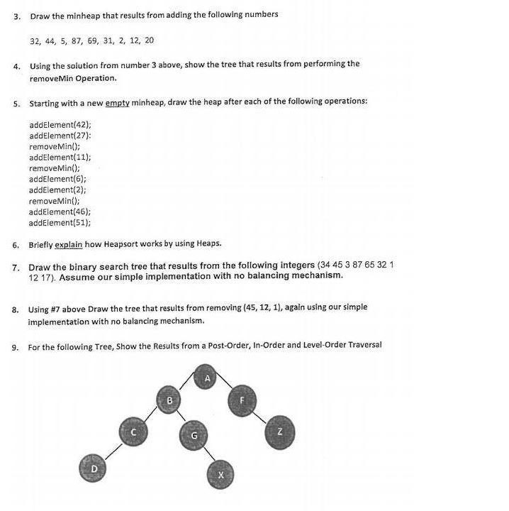 Solved 3. Draw the minheap that results from adding the | Chegg.com