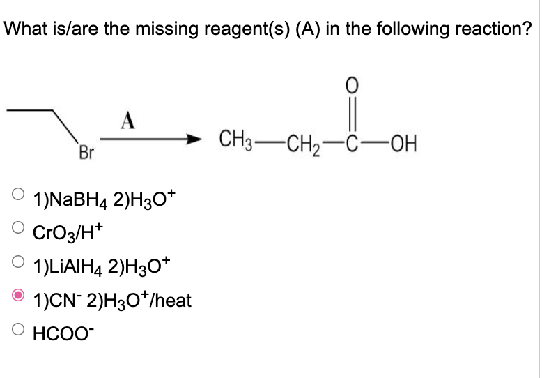 Solved What is/are the missing reagent(s) (A) in the | Chegg.com