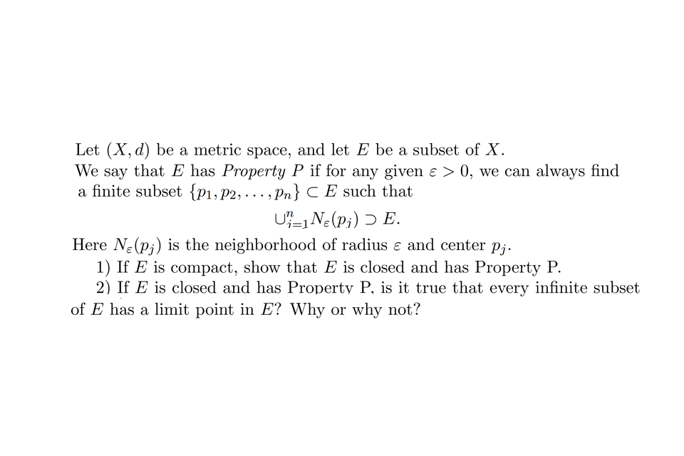 Solved Let (X, d) be a metric space, and let E be a subset | Chegg.com