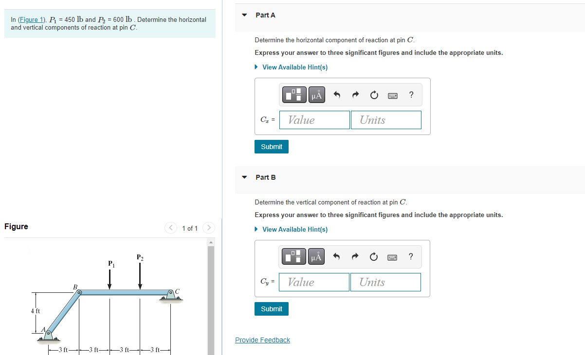 Solved In (Figure 1), P1=450lb and P2=600lb. Determine the | Chegg.com