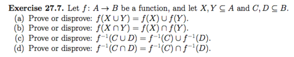 Solved Exercise 27.7. Let f: A + B be a function, and let | Chegg.com